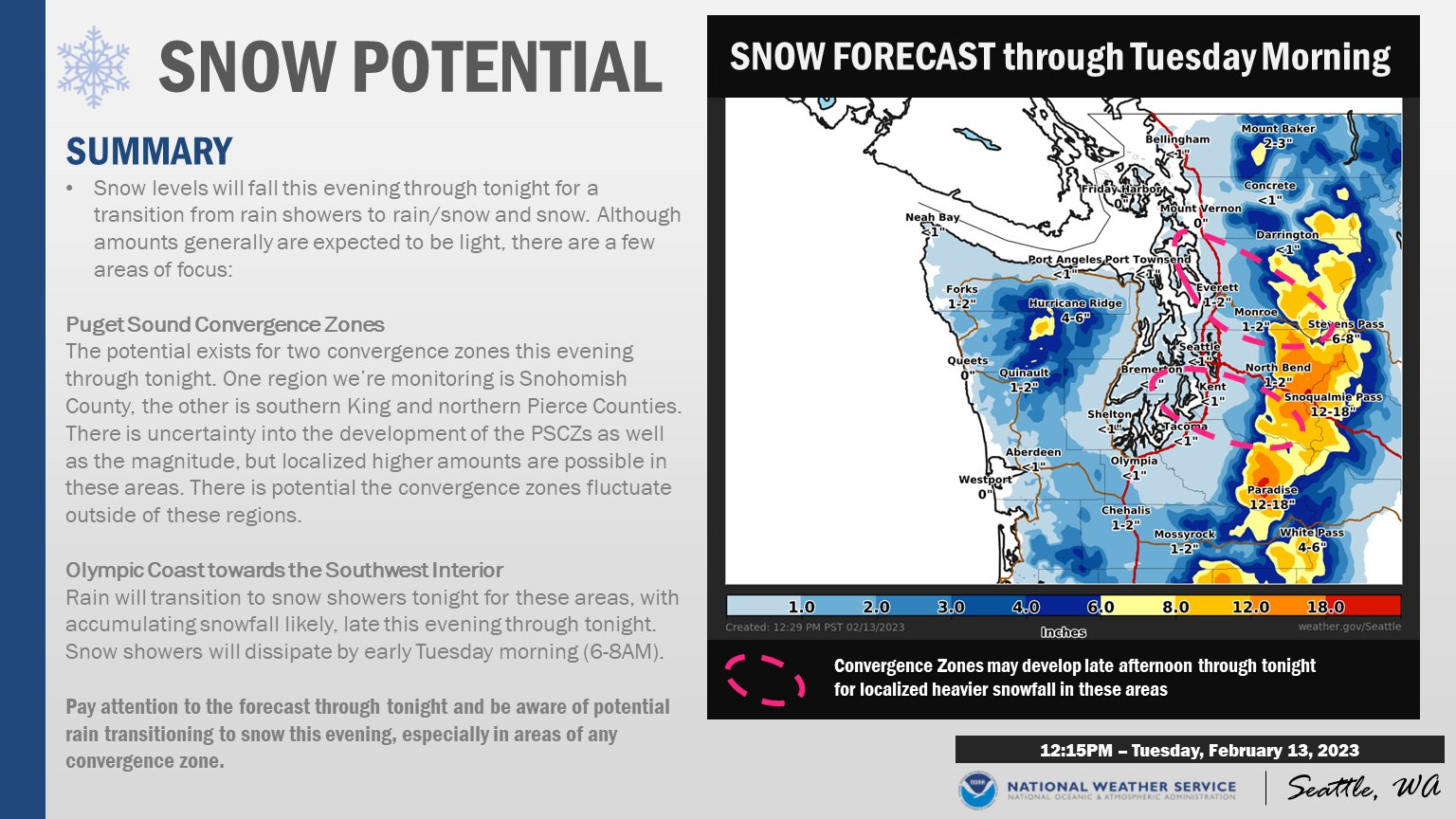One inch of snow expected tonight more snow Wednesday evening ...