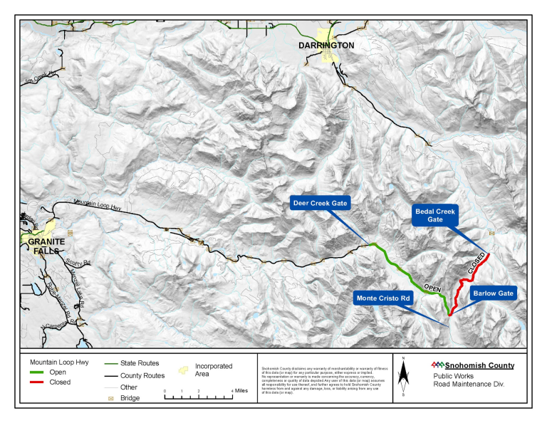 Mountain Loop Highway partially open from Deer Creek to Barlow Pass ...
