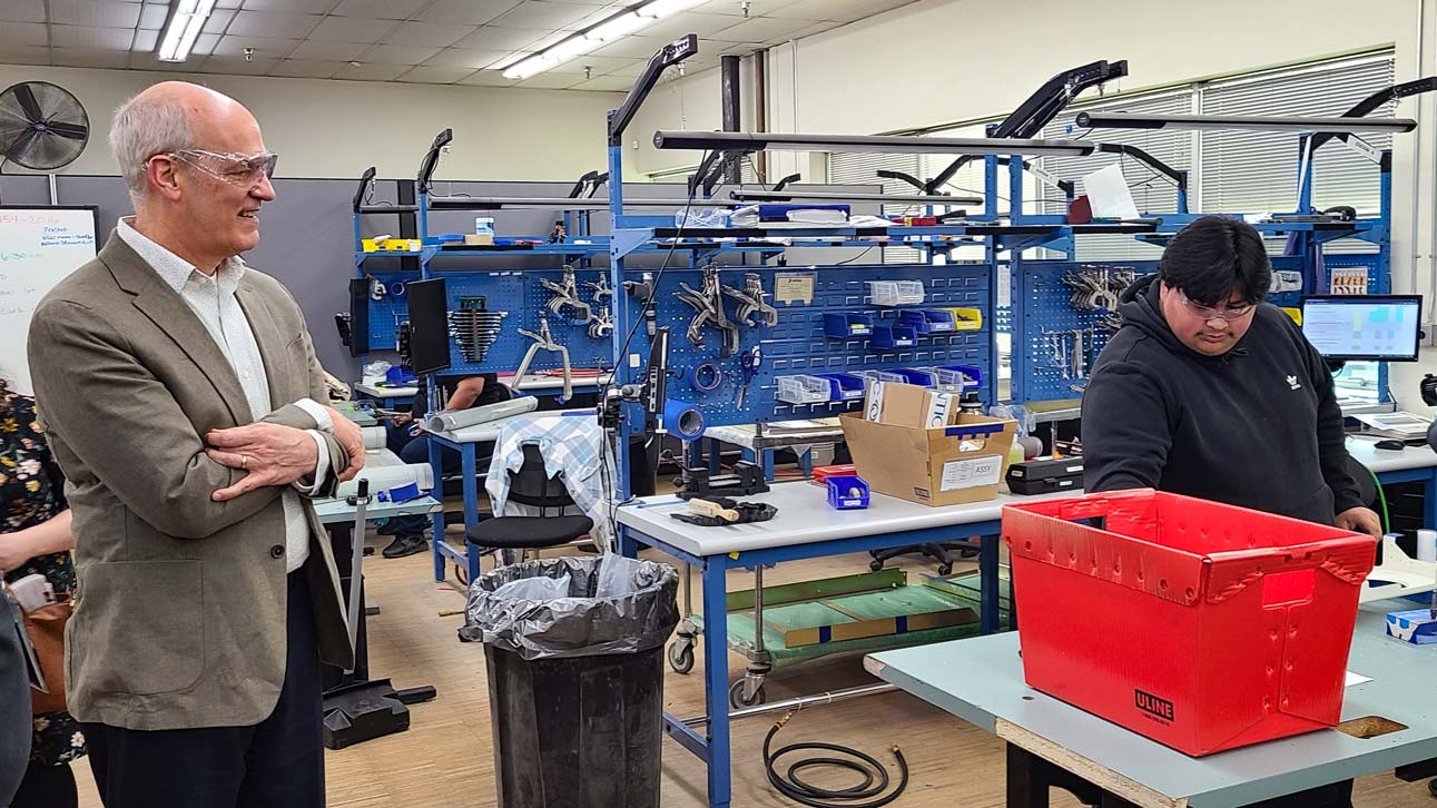 Larsen tours Pathfinder Manufacturing and speaks with local students ...