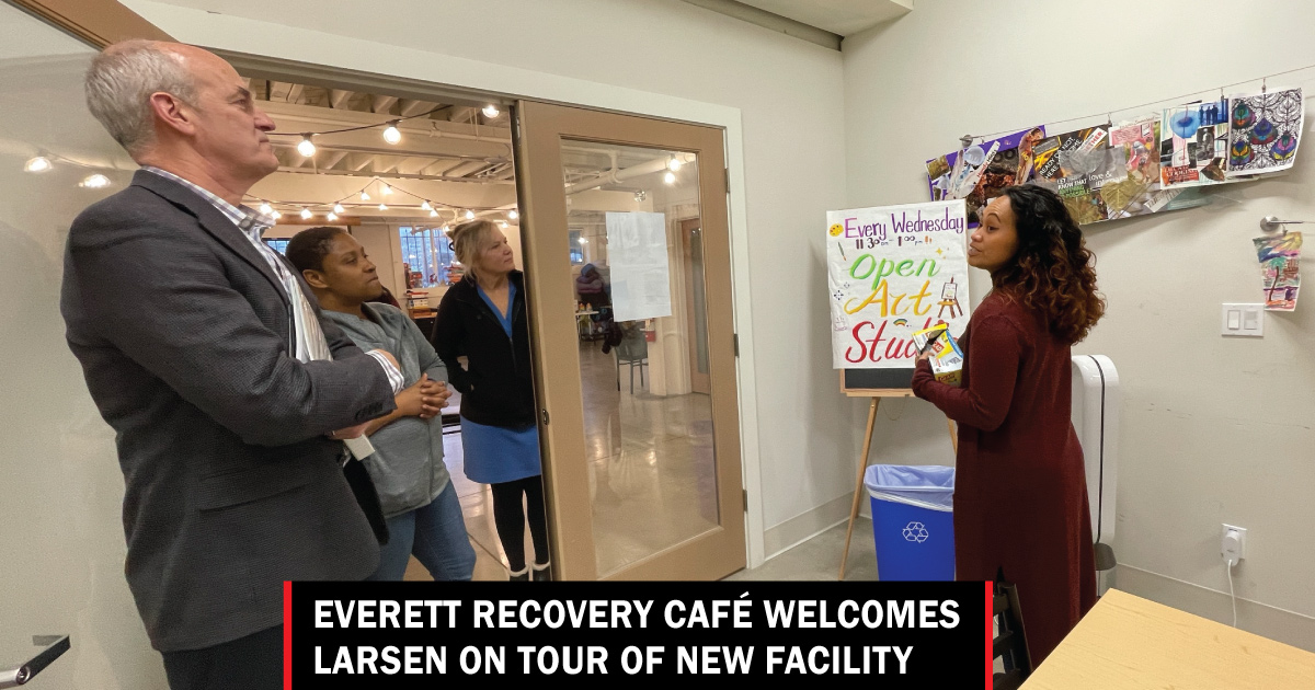 Everett Recovery Café welcomes Larsen on tour of new facility ...