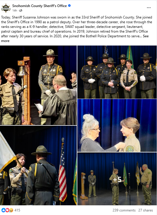Susanna Johnson sworn-in as Snohomish County Sheriff - Lynnwood Times