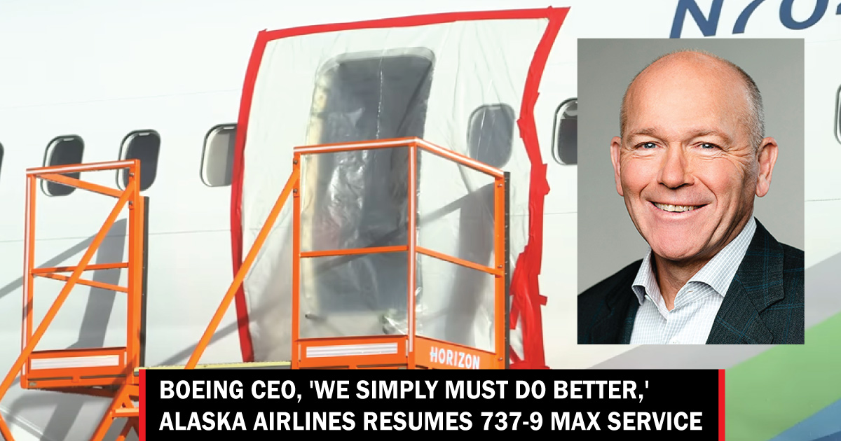 Boeing CEO, 'We simply must do better,' Alaska Airlines resumes 737-9 ...