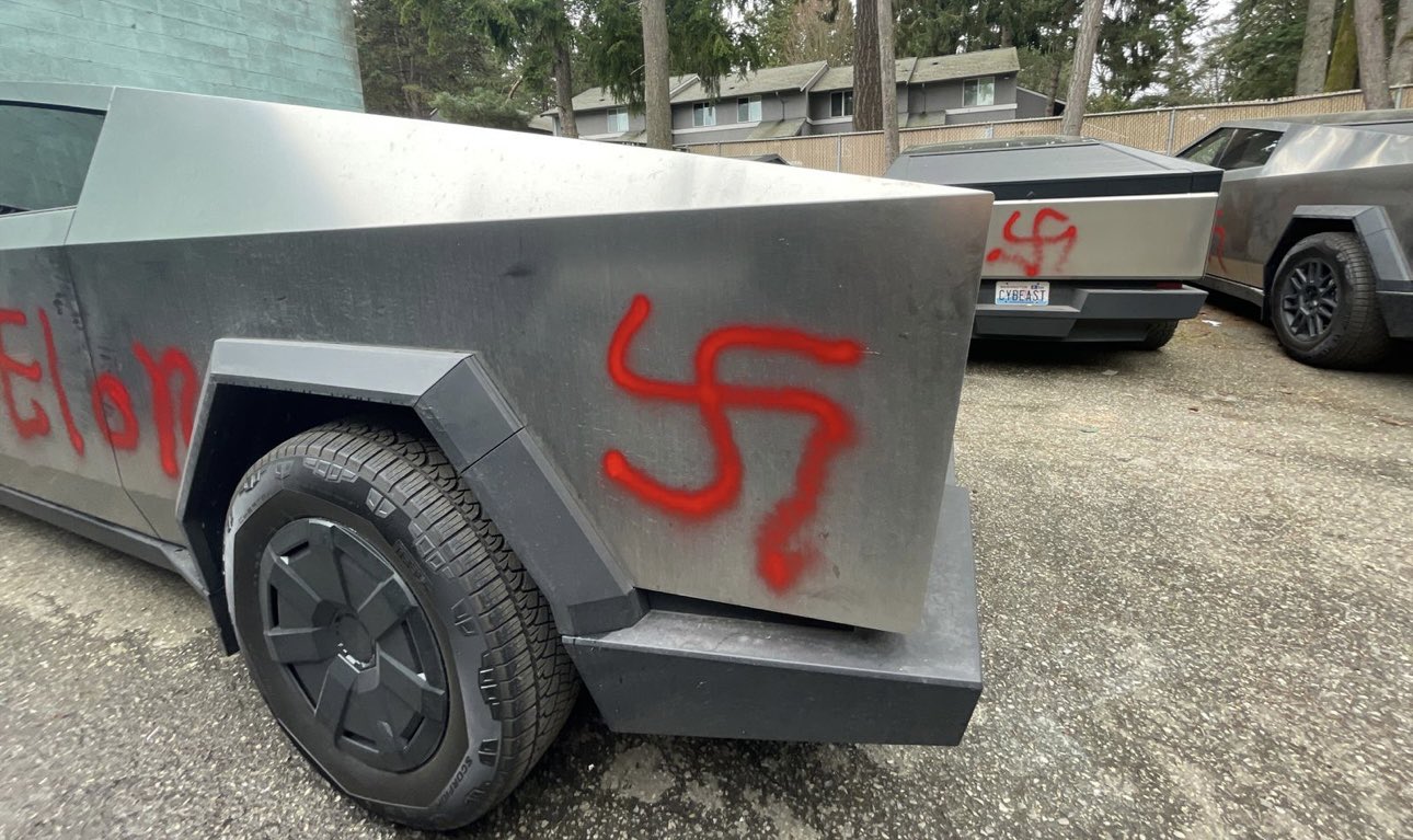 Six Cyber Trucks vandalized at Tesla Lynnwood Service Center - Lynnwood ...