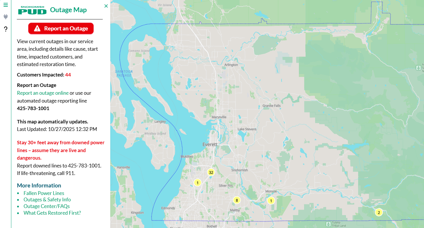Snohomish County PUD unveils new enhanced Outage Map for Storm Season ...
